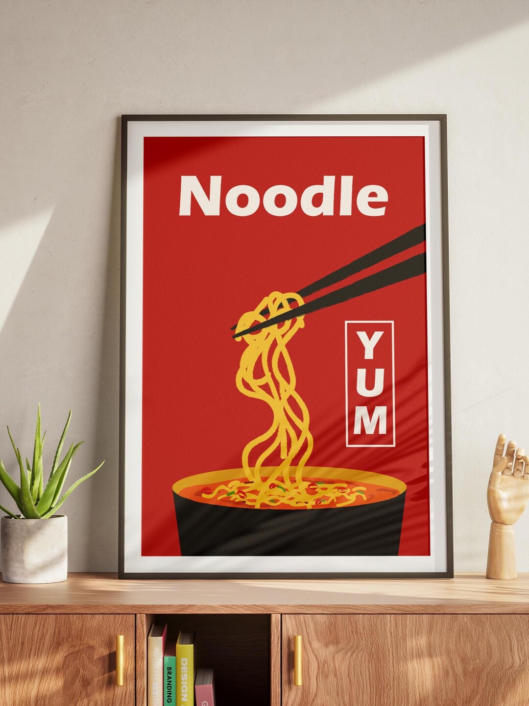 Noodle Wall Art Ramen Kitchen Poster Asian Food Pop Art Red Instant ...
