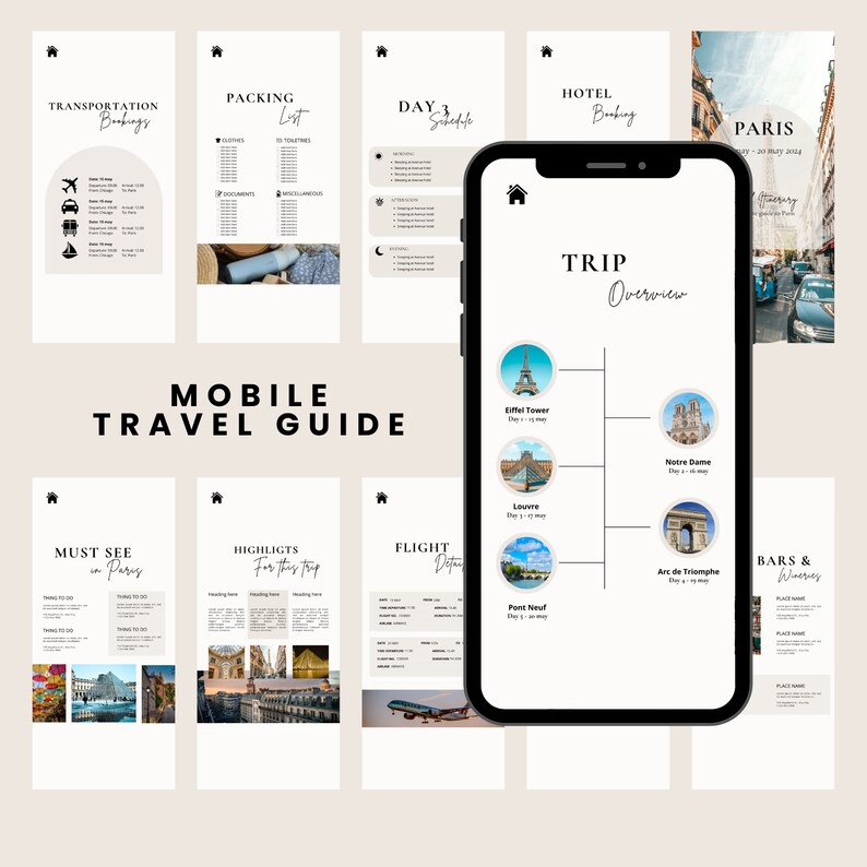 Travel Itinerary Template, Digital Travel Planner, Printable Travel ...
