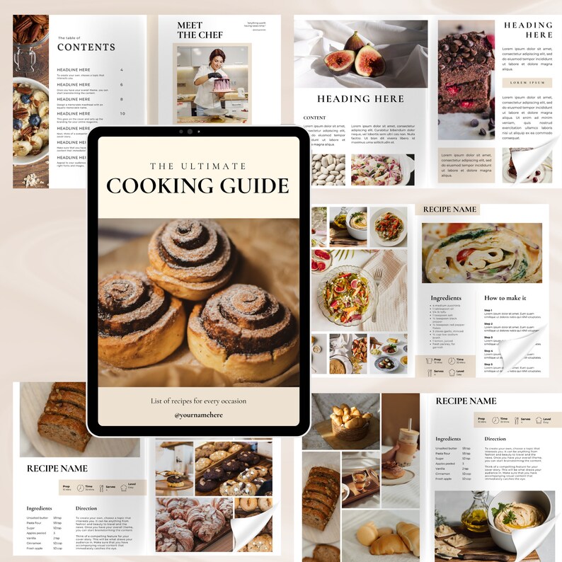 Cookbook Template, Recipe Book Template, Canva Ebook Template, Meal ...