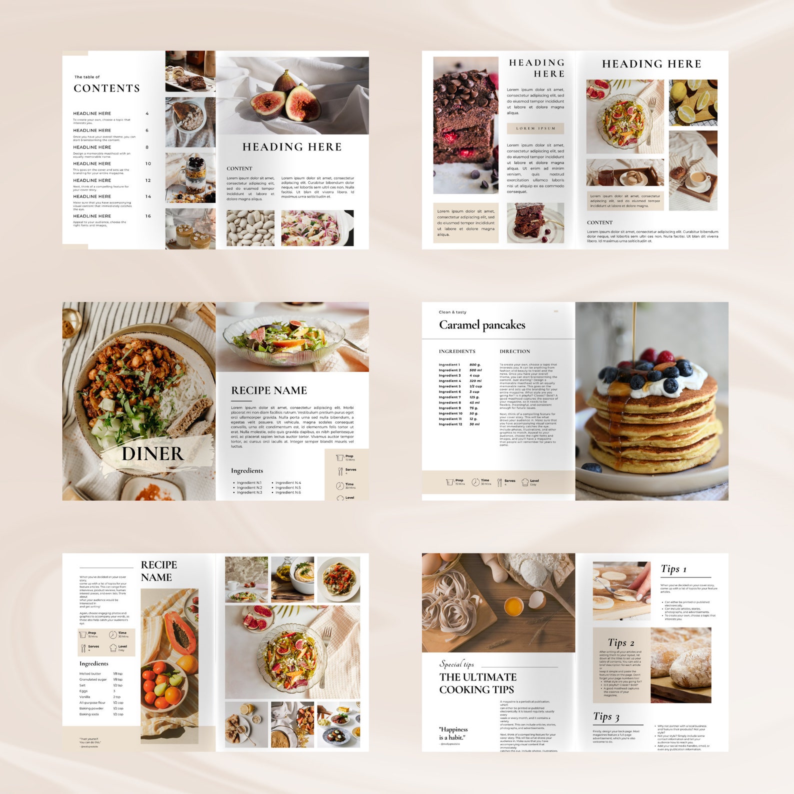Cookbook Template, Recipe Book Template, Canva Ebook Template, Meal ...