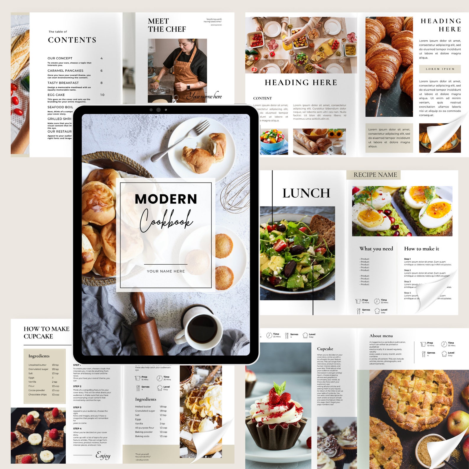 Cookbook Template, Recipe Book Template, Canva Ebook Template, Meal ...