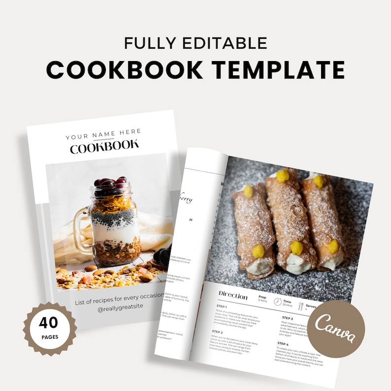 Cookbook Template, Recipe Book Template, Digital Cookbook Binder ...