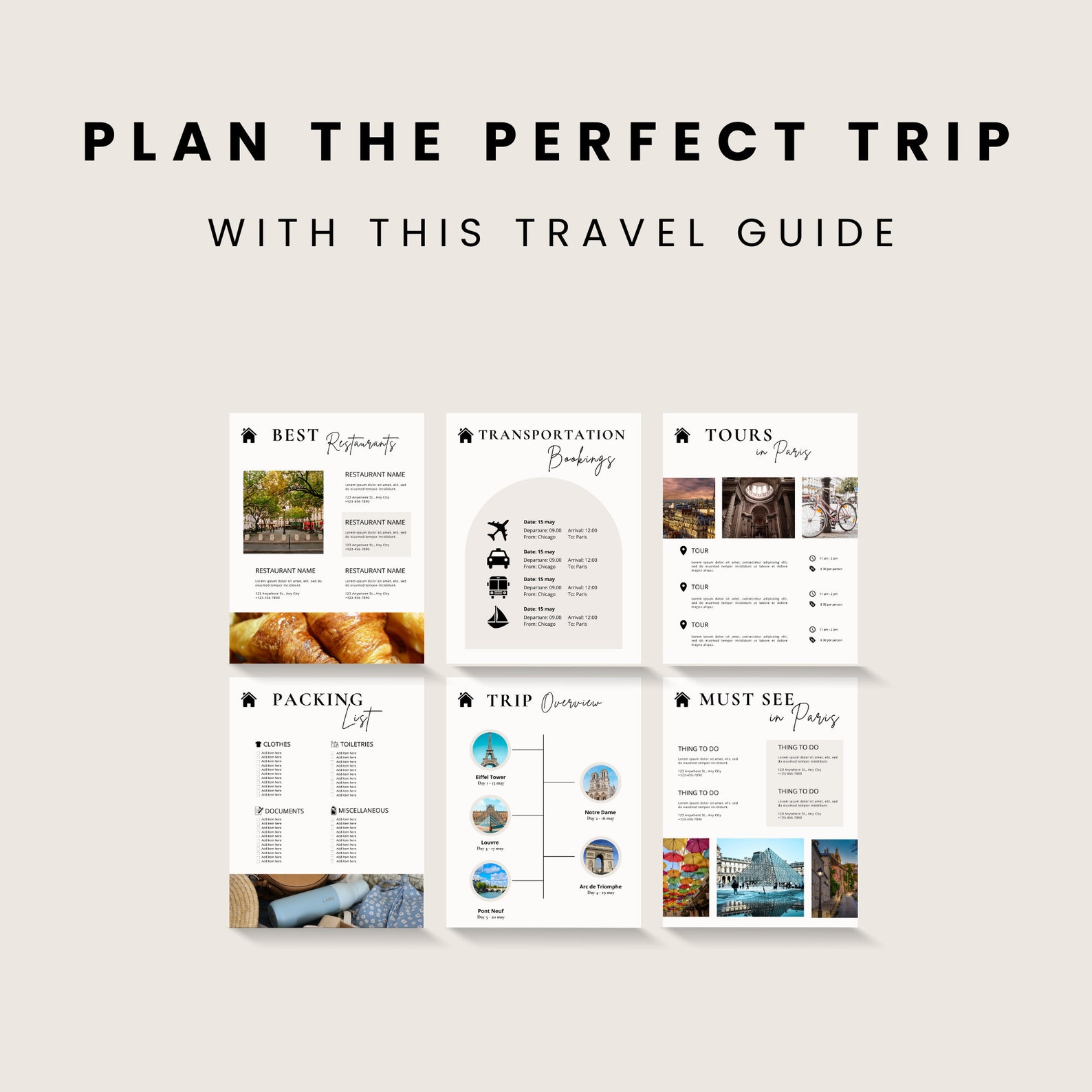 Travel Itinerary Template, Digital Travel Planner, Printable Travel ...