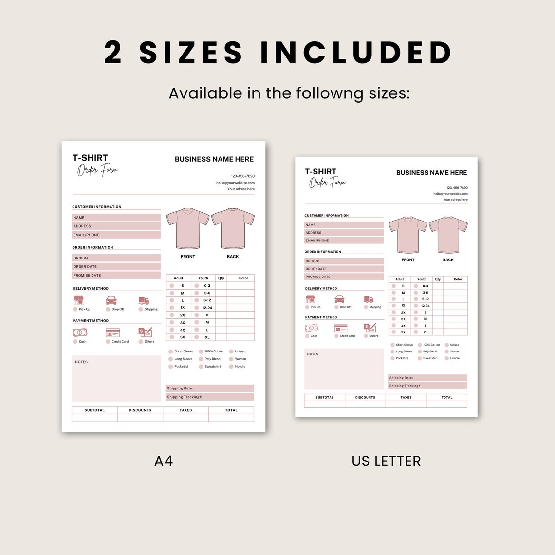 T-shirt Order Form, Printable Small Business Order Form Template ...