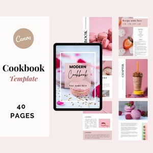 Pink Cookbook Template, Fully Editable Recipe Book, Digital Cookbook ...