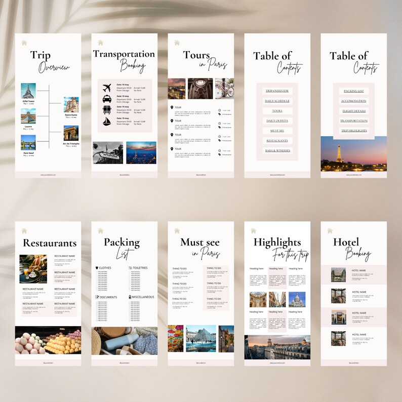 Editable Travel Itinerary Template Canva, Travel Planner Printable ...