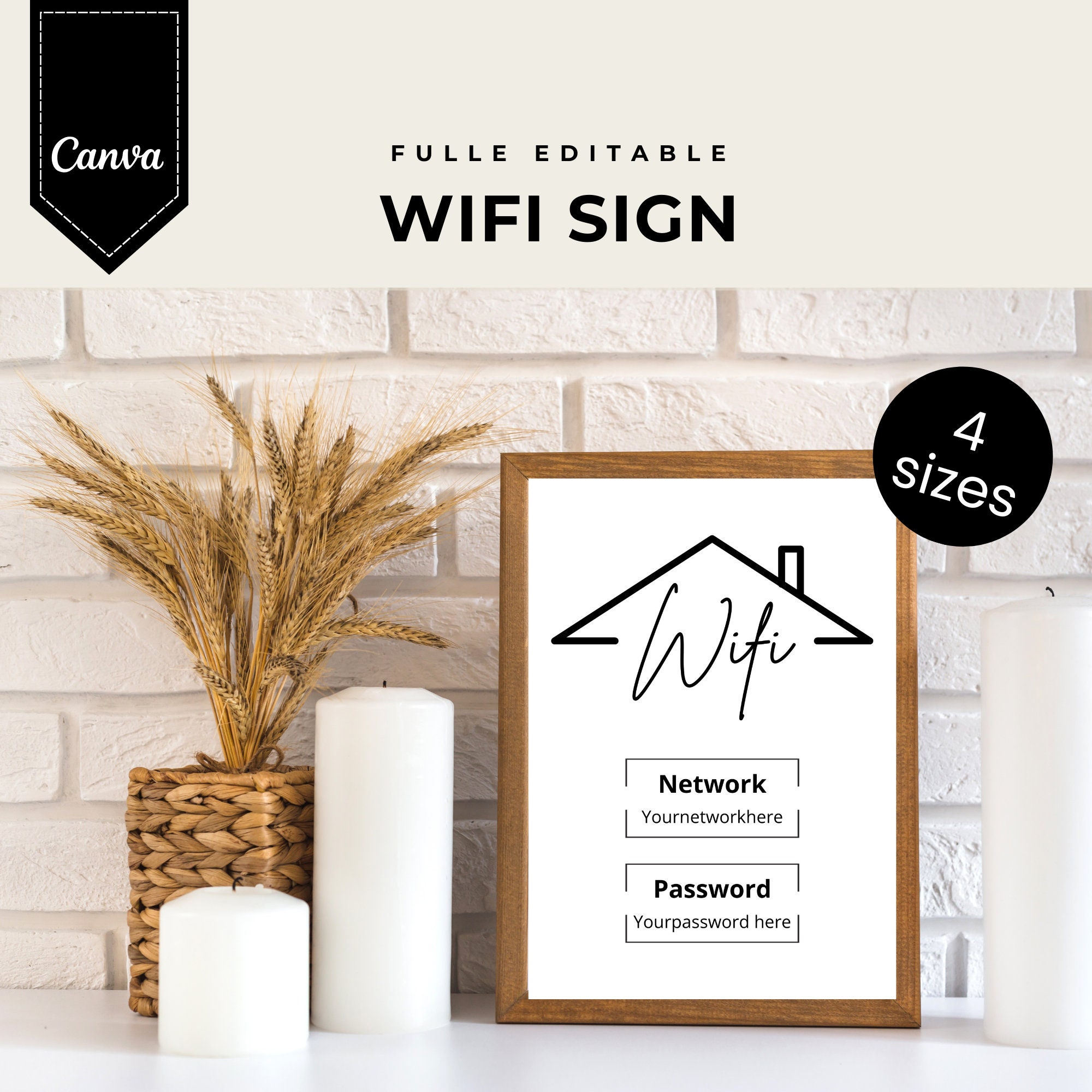 Wifi Sign, Wifi Password Sign PDF, Wifi Frame, Wifi Password Printable ...