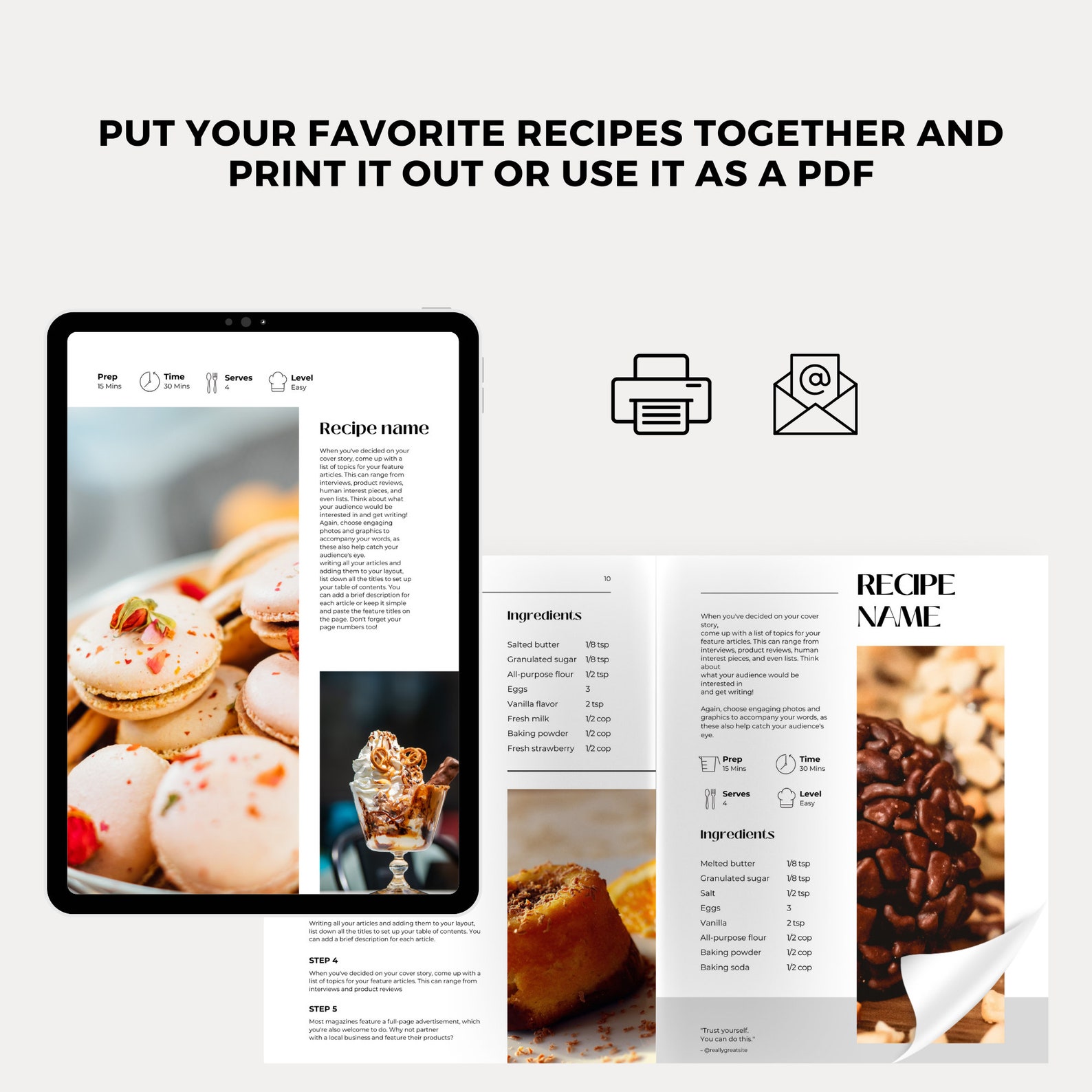 Cookbook Template, Recipe Book Template, Digital Cookbook Binder ...