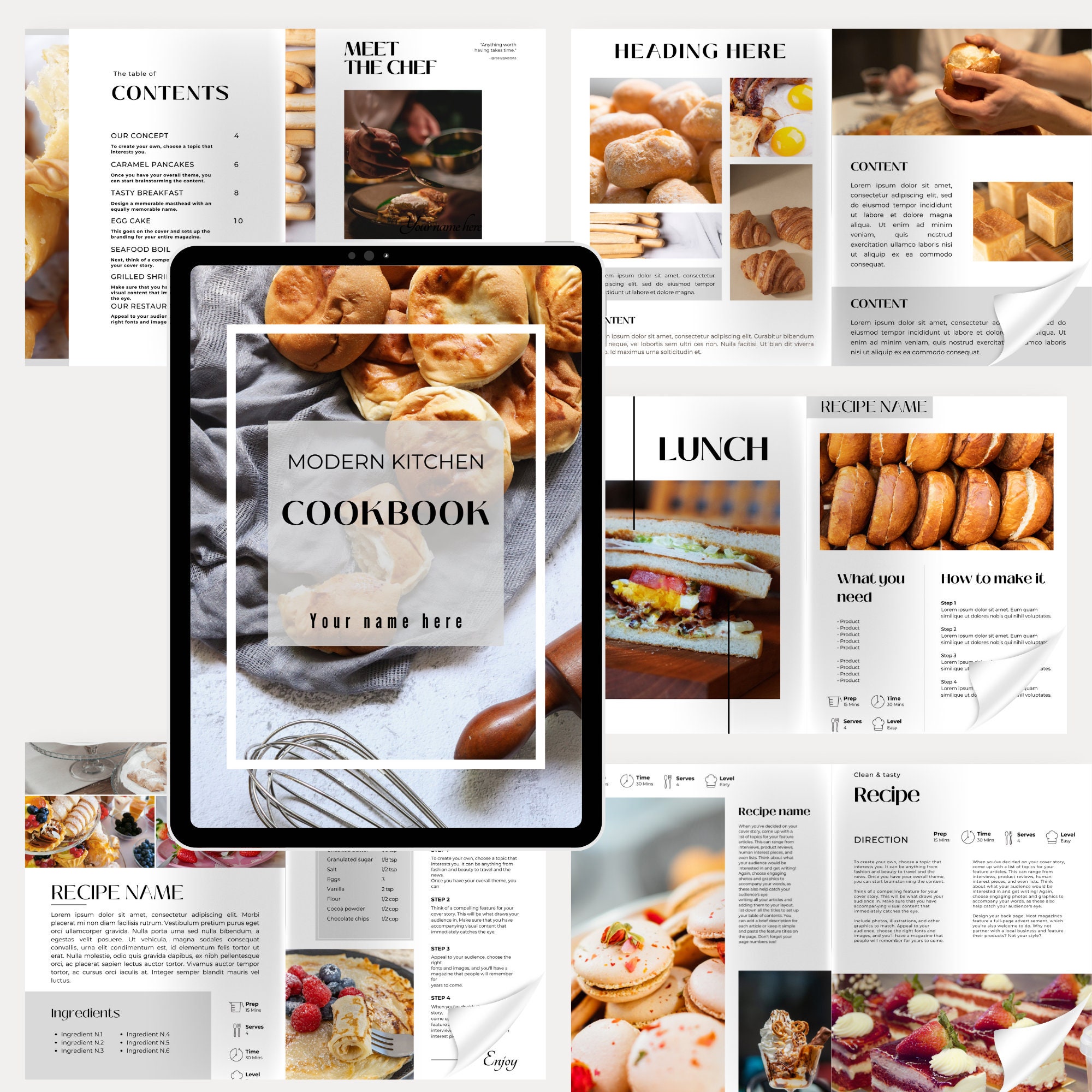 Cookbook Template, Recipe Book Template, Digital Cookbook Binder, Recipe Template, , Canva Ebook ...