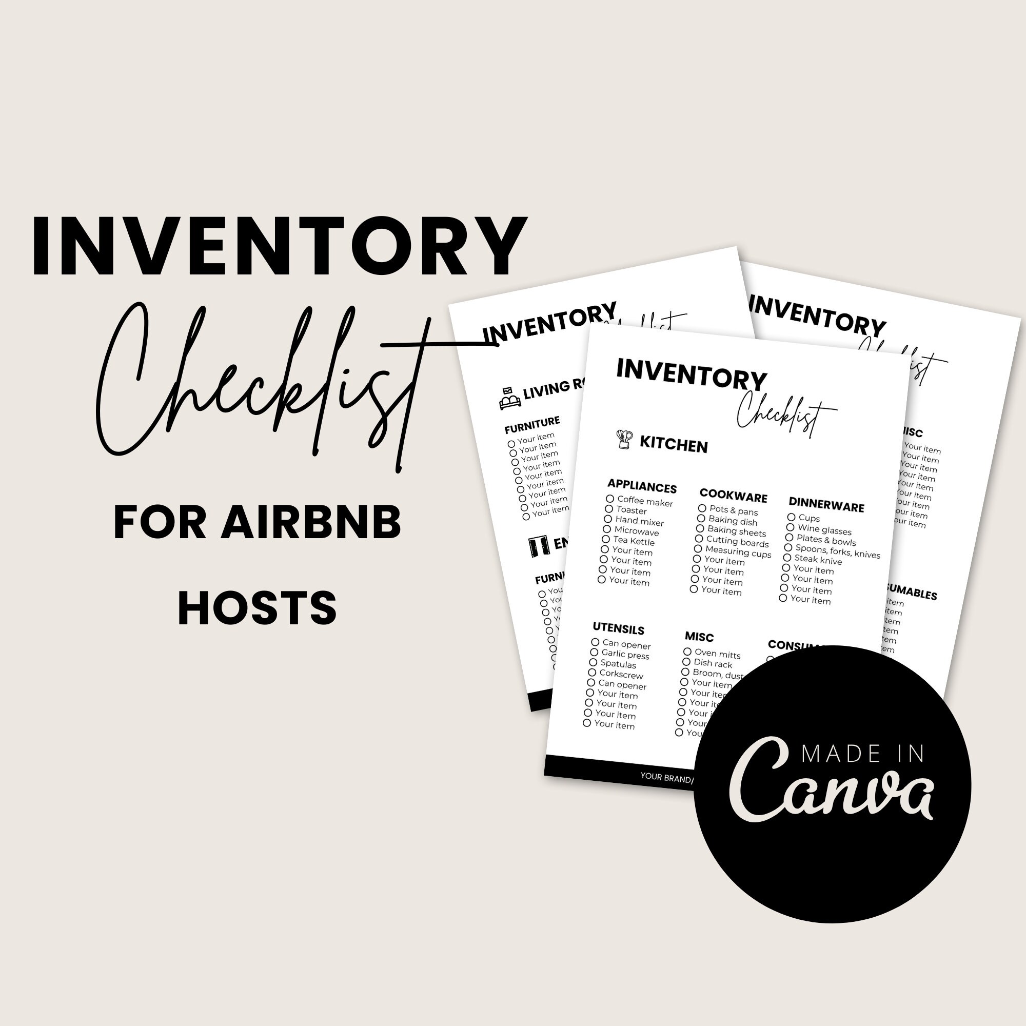 Airbnb Inventory Checklist Template, Airbnb Inventory Tracker, Vacation ...