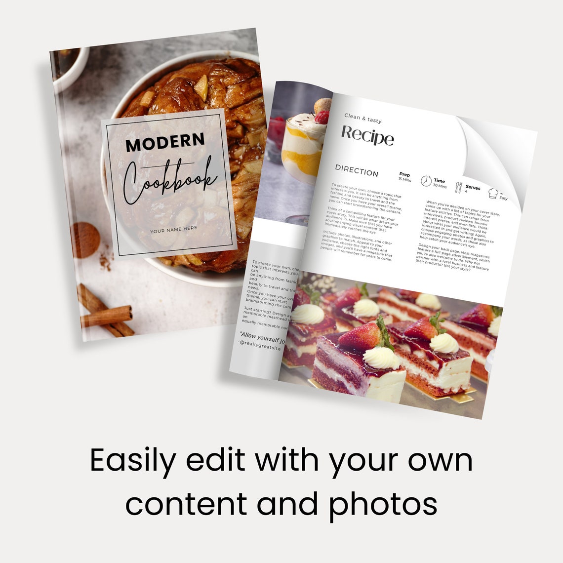 Cookbook Template, Recipe Book Template, Digital Cookbook Binder ...
