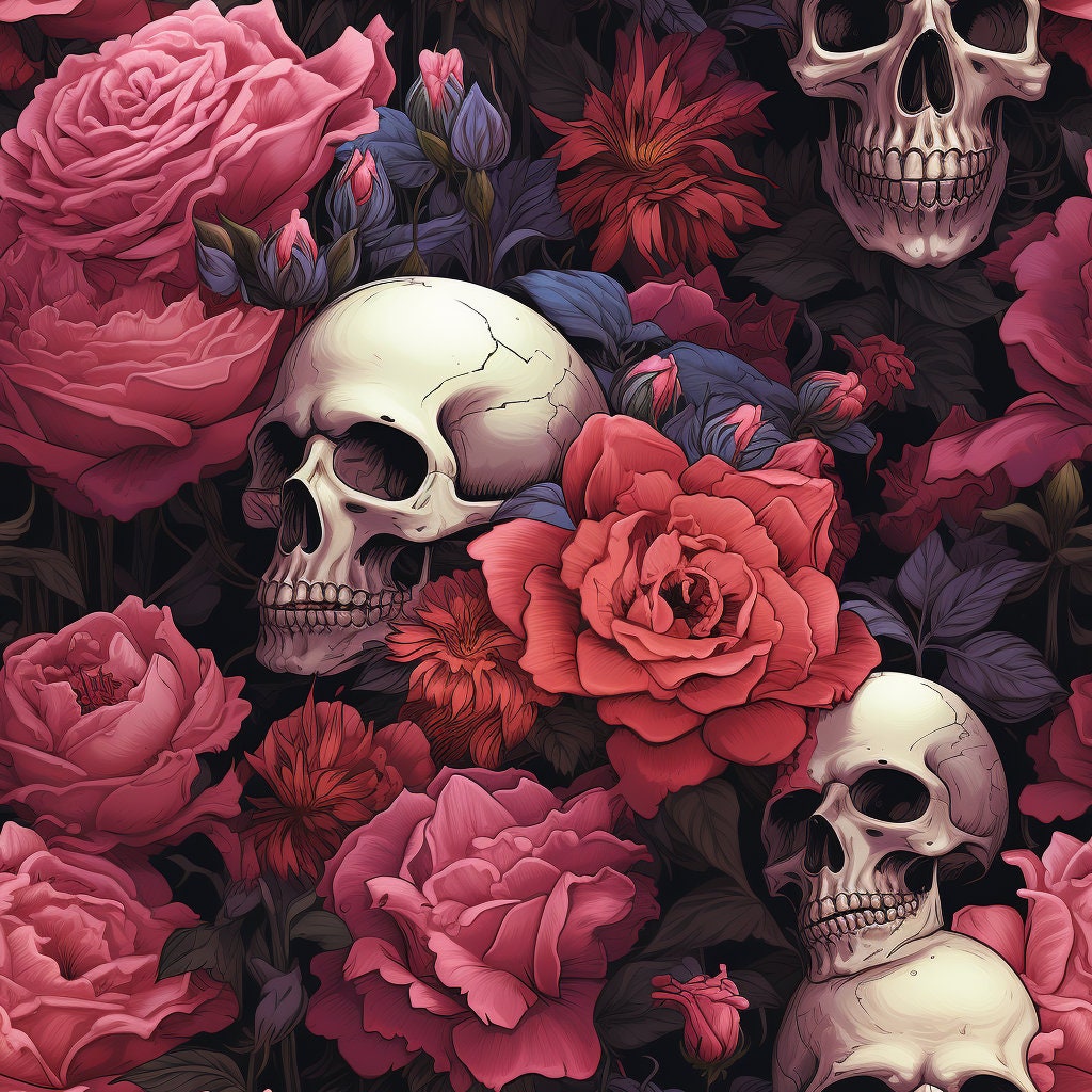 Rose and Skull, Repeating Design Pattern - Etsy