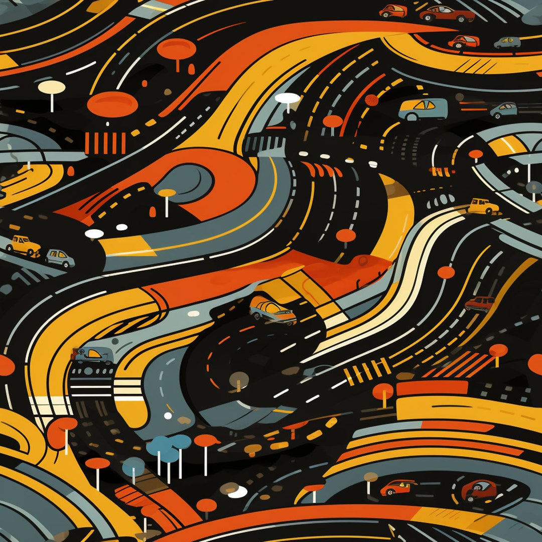 Orange, Black, and Grey Race Track Pattern Design - Etsy