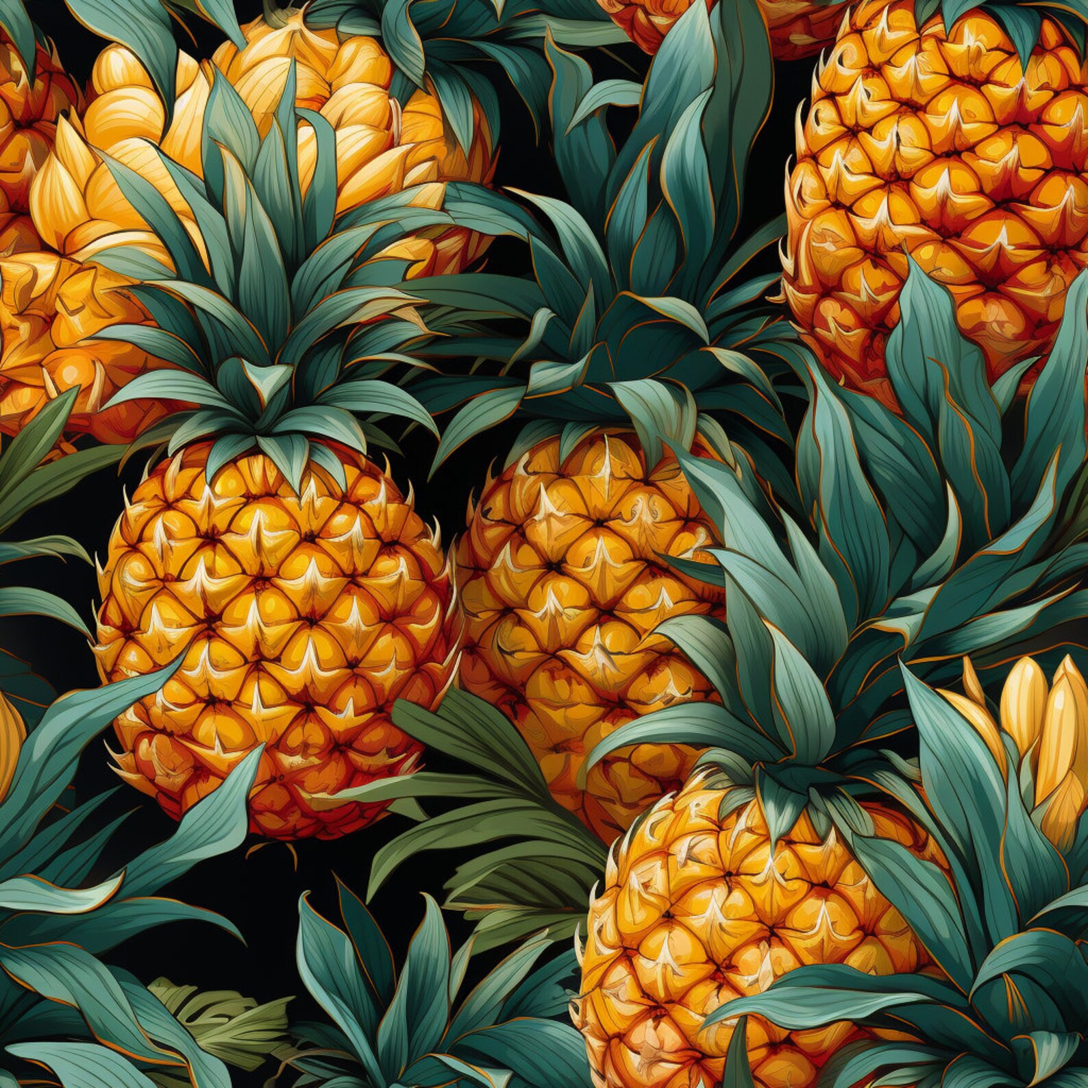 Batch of Pineapples Pattern Design - Etsy