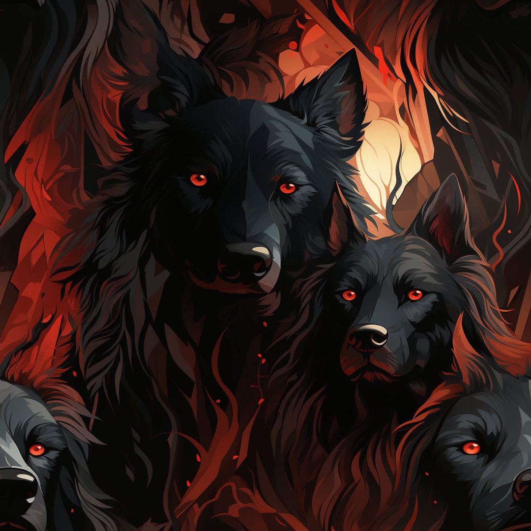 Cerberus Style Dog, Repeating Design Pattern - Etsy