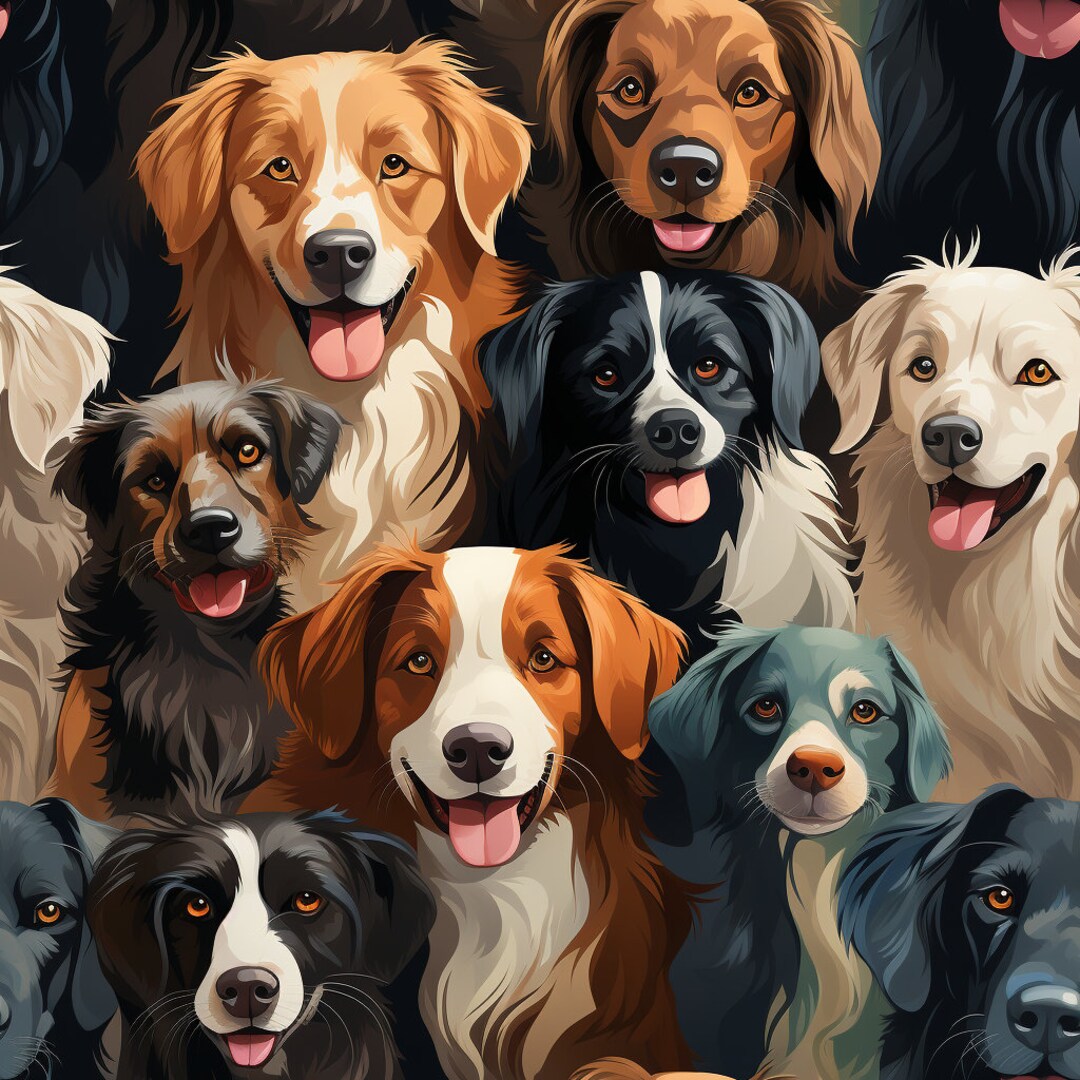 Semi-realistic Dogs, Repeating Design Pattern - Etsy