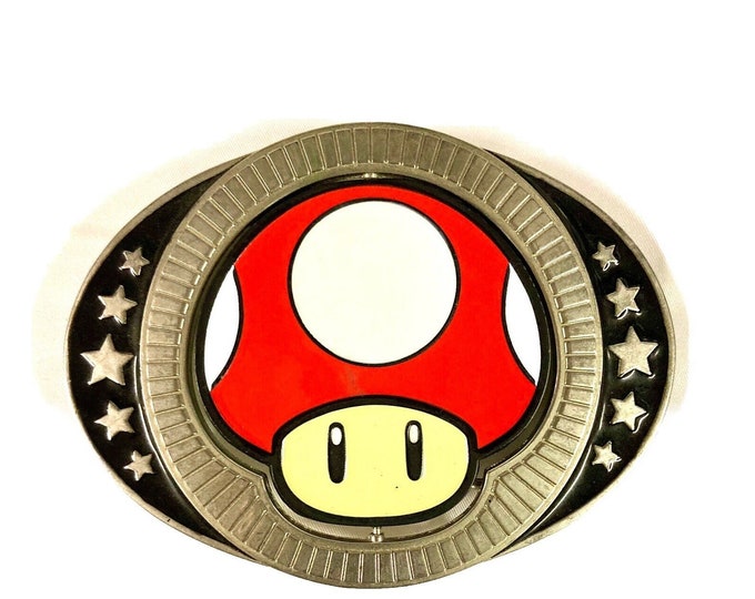 Vintage Nintendo 1 up Mushroom Spinner Belt Buckle Super Mario Game ...