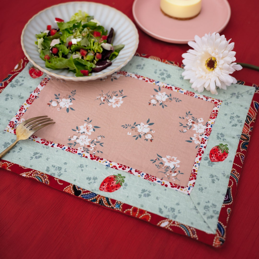Enchanted Berry Soirée Pastel Strawberry Field Placemat - Etsy
