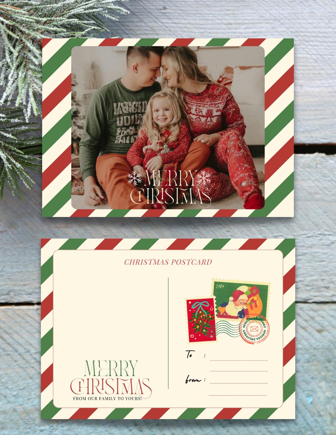 Custom Photo Christmas Postcard Template (digital Download) - Etsy