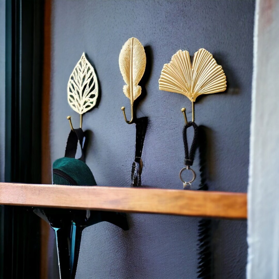 Nordic Gold Leaf Hooks Creativity Wall Hooks Golden Leaf Coat Hooks ...