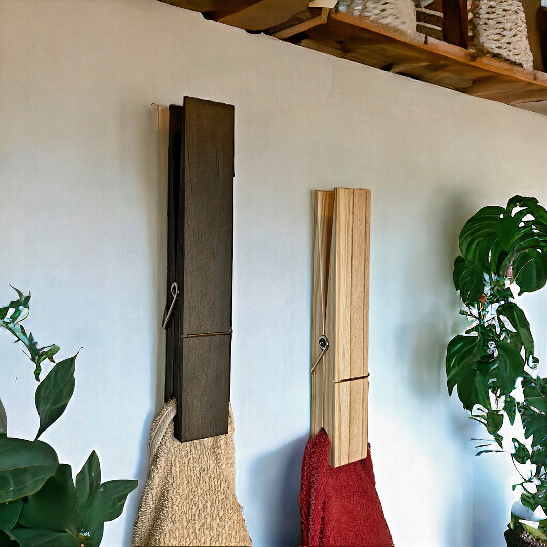 Maxi Wooden Clothespin Bathroom Towel Rack Wooden Towel Rack Clothespin ...
