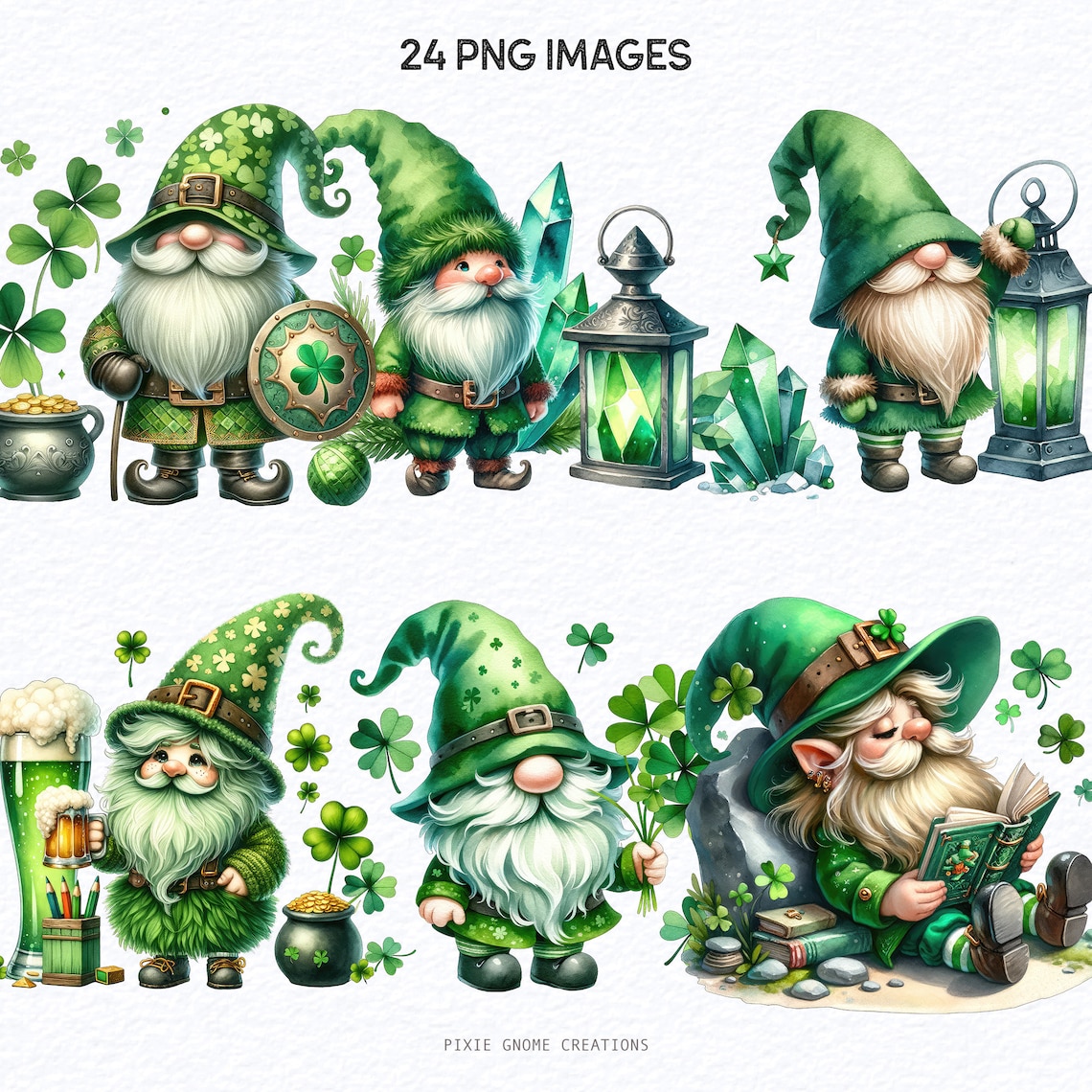 St Patricks Day Gnomes Png, Cute Gnomes Clipart, Patrick Day Watercolor ...