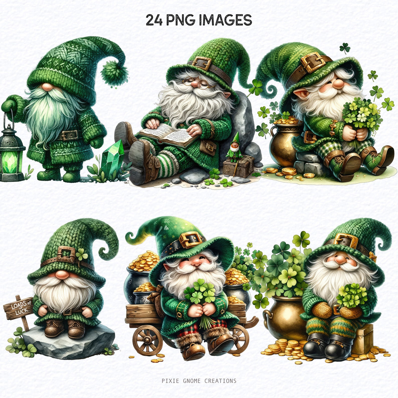 Watercolor St Patricks Day Gnomes Png, Cute Gnomes Clipart, Patrick Day ...