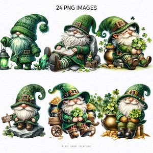 Watercolor St Patricks Day Gnomes Png, Cute Gnomes Clipart, Patrick Day ...