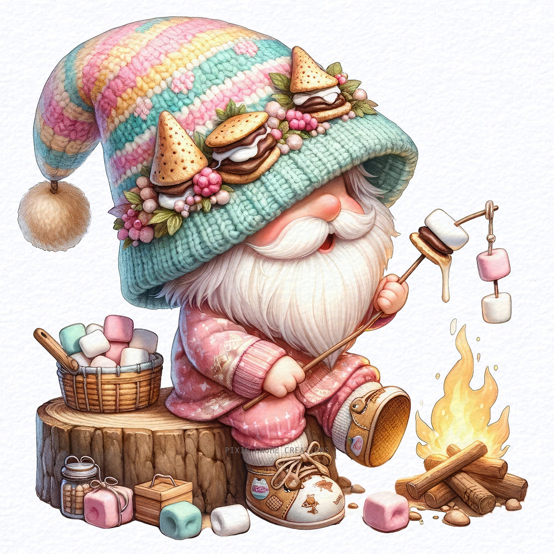Watercolor Smores Gnome Clipart Bundle Png, Let's Get Toasted, Camping ...