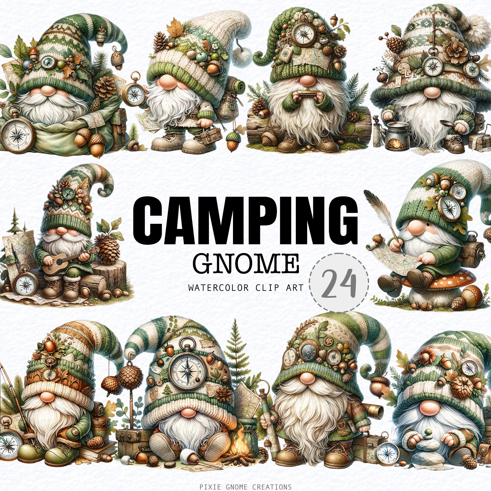 Watercolor Camping Gnome Clipart Bundle Png, Fall Gnomes, Camp Fire ...