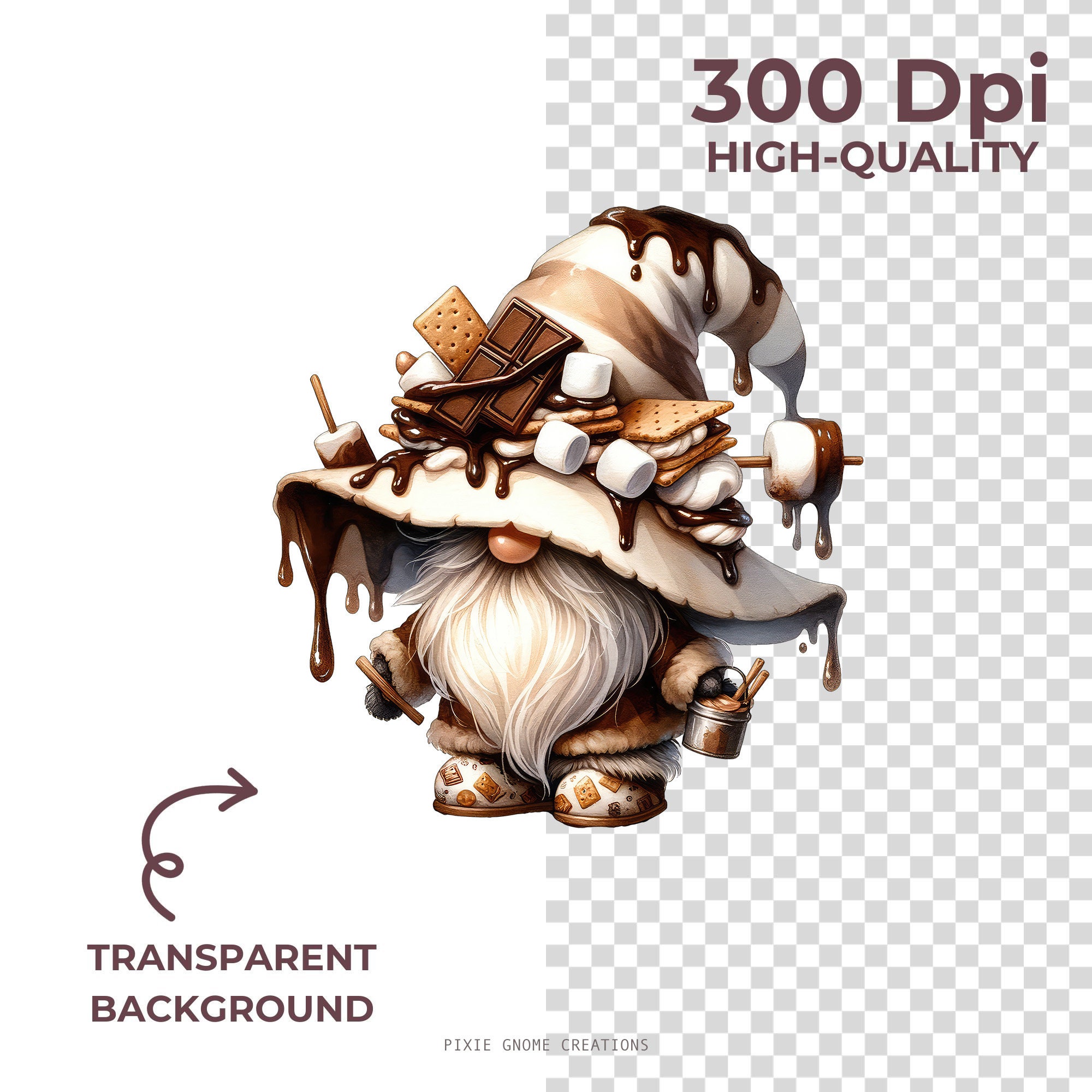 Watercolor Smores Gnome Clipart Bundle Png, Let's Get Toasted, Camping ...