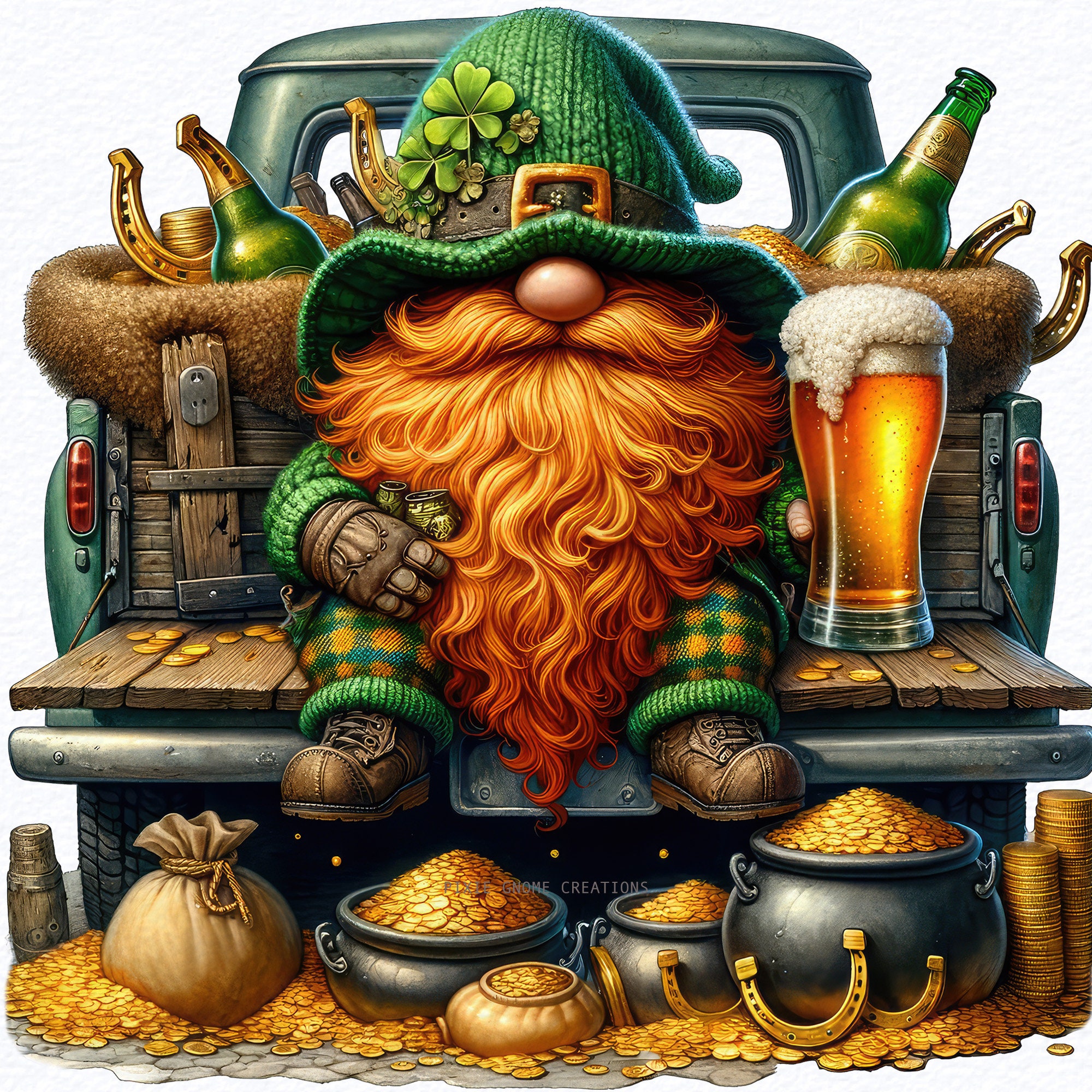 Watercolor St Patricks Day Gnomes Png Clipart Bundle, Irish Beer, Cute ...