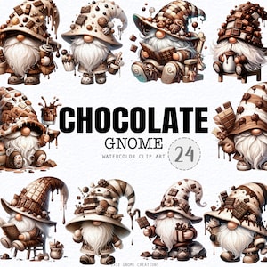 Watercolor Chocolate Gnome Clipart Bundle Png, Easter Chocolate Gnome ...