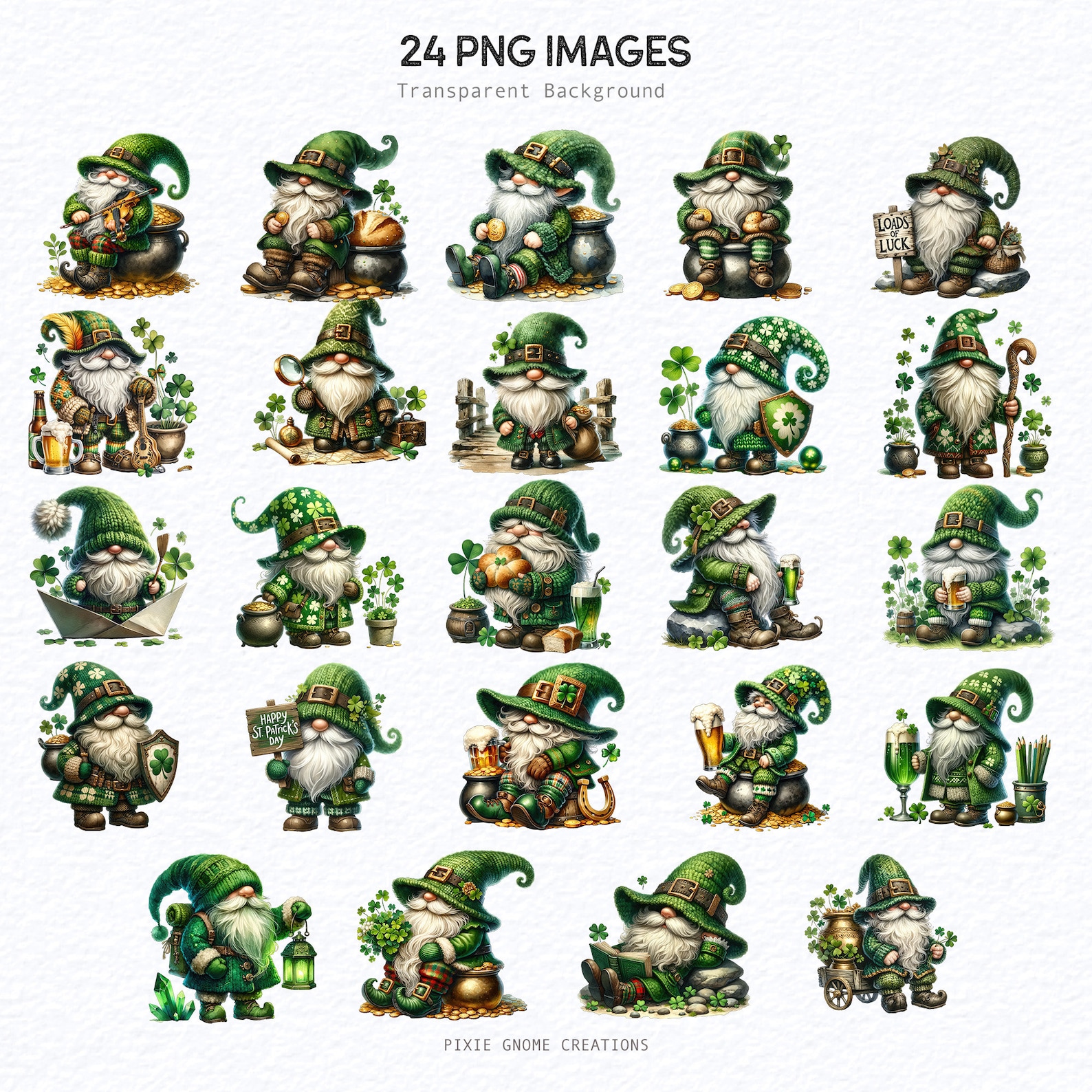 Watercolor St Patricks Day Gnomes Png, Cute Gnomes Clipart, Patrick Day ...