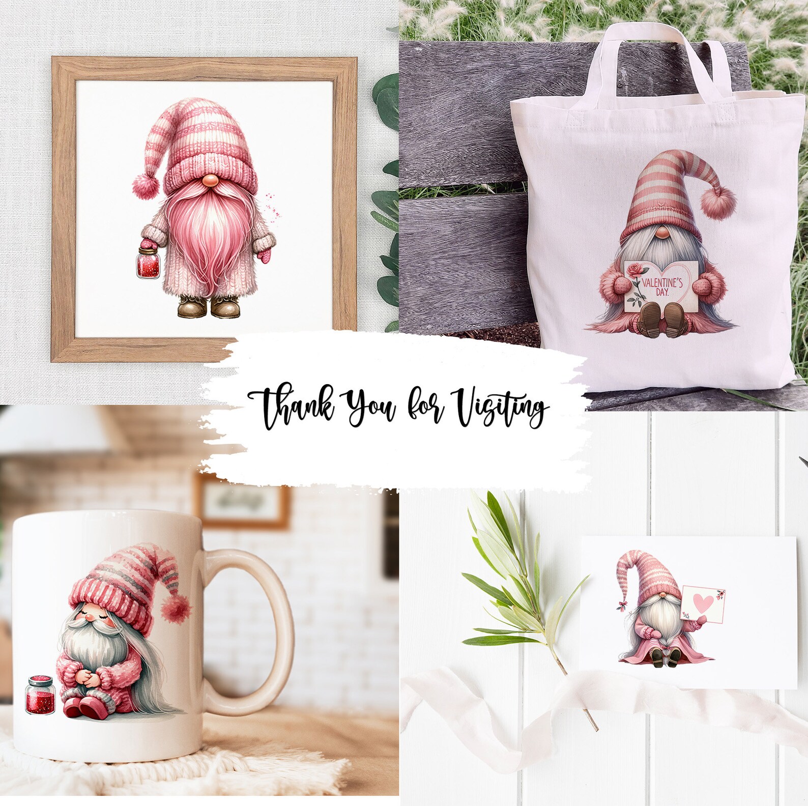 Watercolor Valentines Gnomes Clipart, Valentines Day Clipart Bundle ...