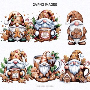 Watercolor Gingerbread Cookie Gnome Clipart PNG Bundle, Gingerbread Man ...