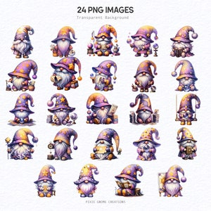 Watercolor Fortune Teller Gnome Clipart PNG Bundle, Witches Fortune ...