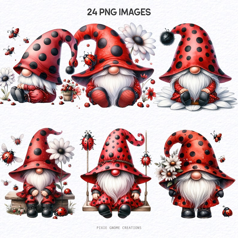 Watercolor Miraculous Ladybug Gnome PNG Clipart Bundle, Miraculous ...