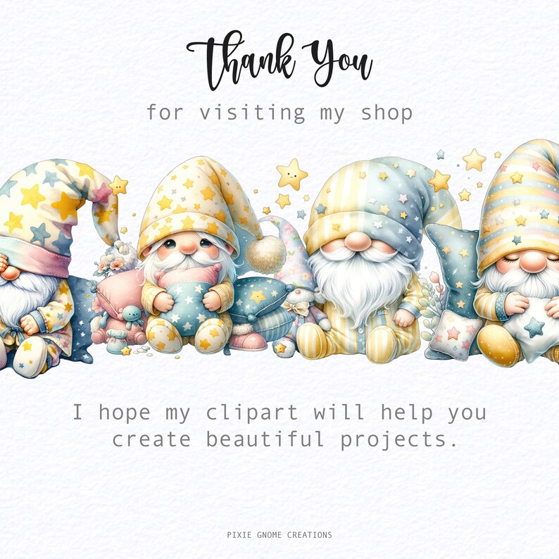 Watercolor Pastel Pijamas Gnome Clipart PNG Bundle, Cute Bed Time ...