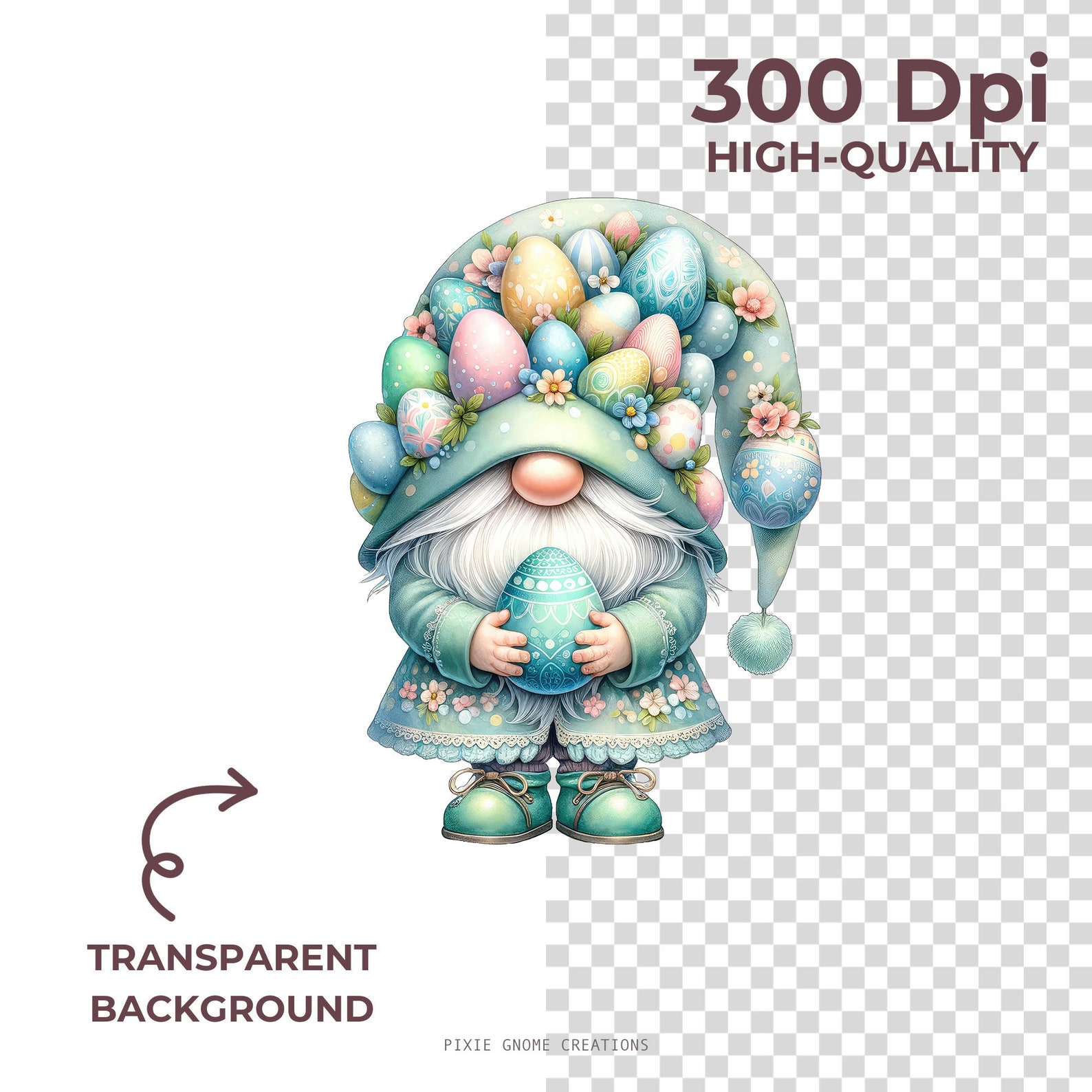 Watercolor Easter Gnome Png Clipart Bundle, Garden Clipart, Spring ...