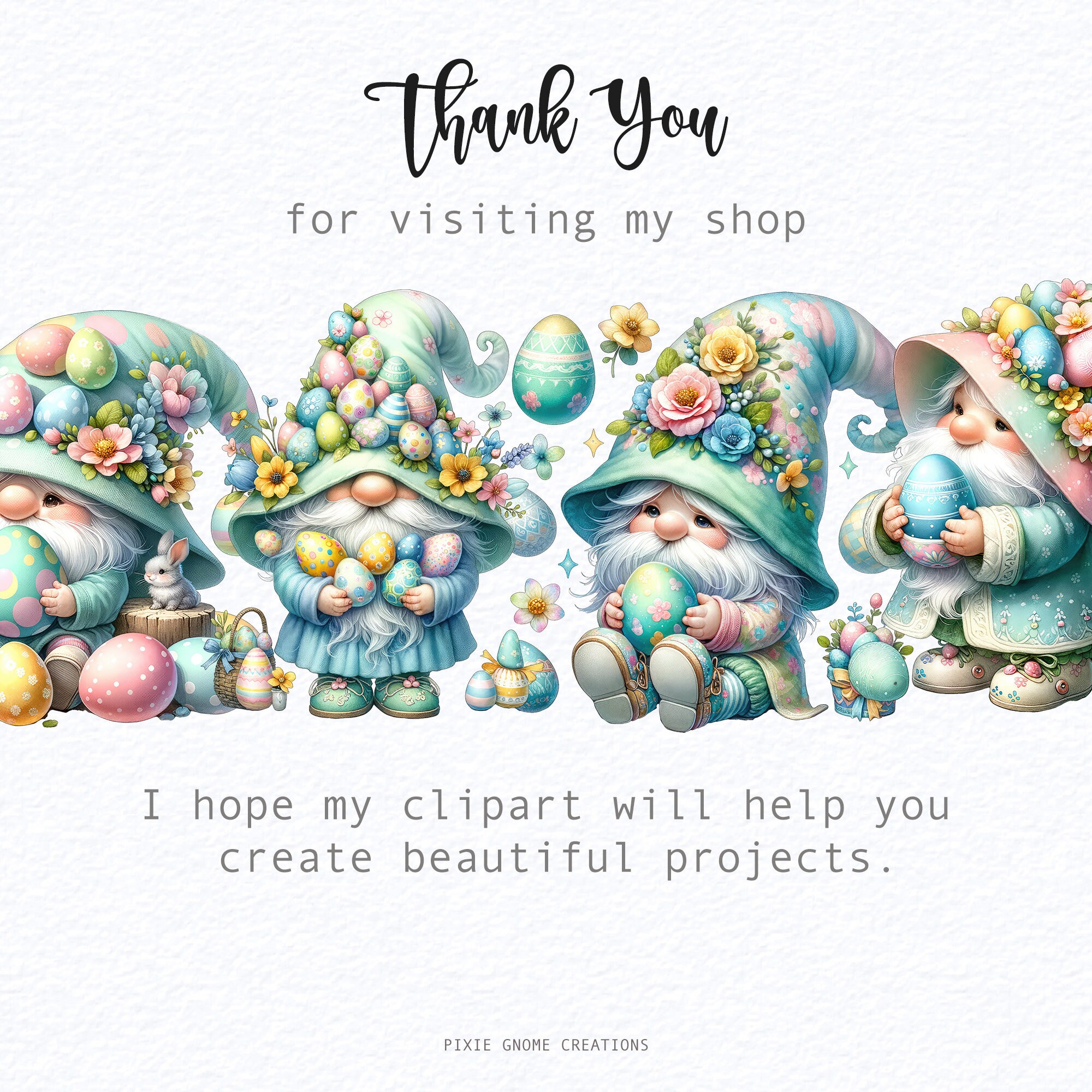 Watercolor Easter Gnome Png Clipart Bundle, Garden Clipart, Spring ...