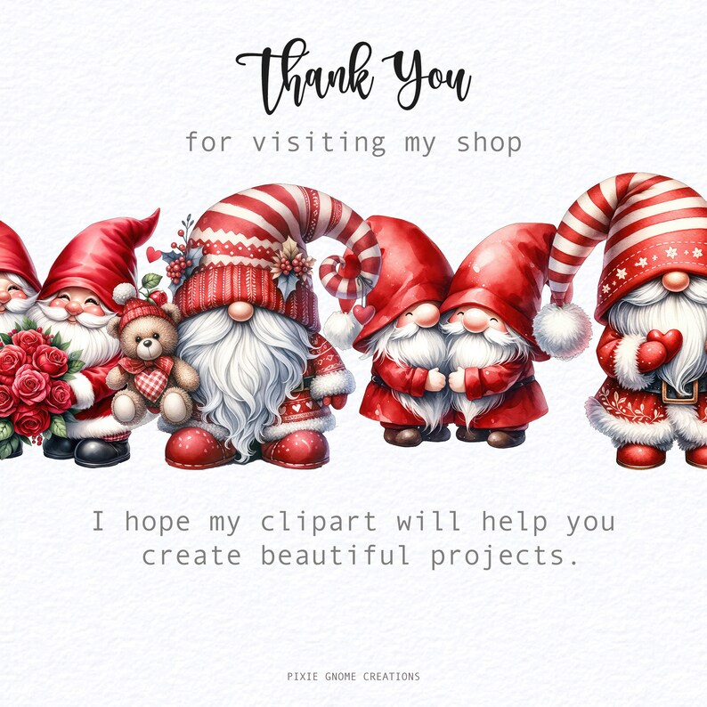 Cute Watercolor Valentines Gnomes Clipart, Valentines Day Clipart ...