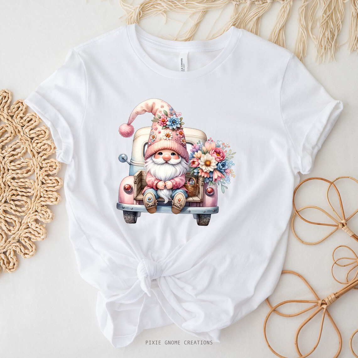 Watercolor Retro Truck Gnome Clipart PNG Bundle, Garden Gnome With ...
