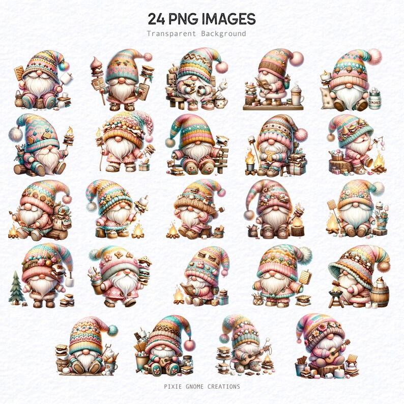 Watercolor Smores Gnome Clipart Bundle Png, Let's Get Toasted, Camping ...