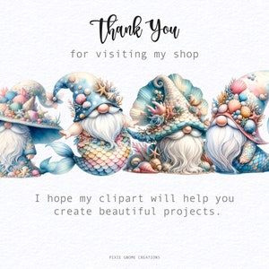 Watercolor Mermaid Gnome Clipart Bundles, Cute Fairytale Clipart ...