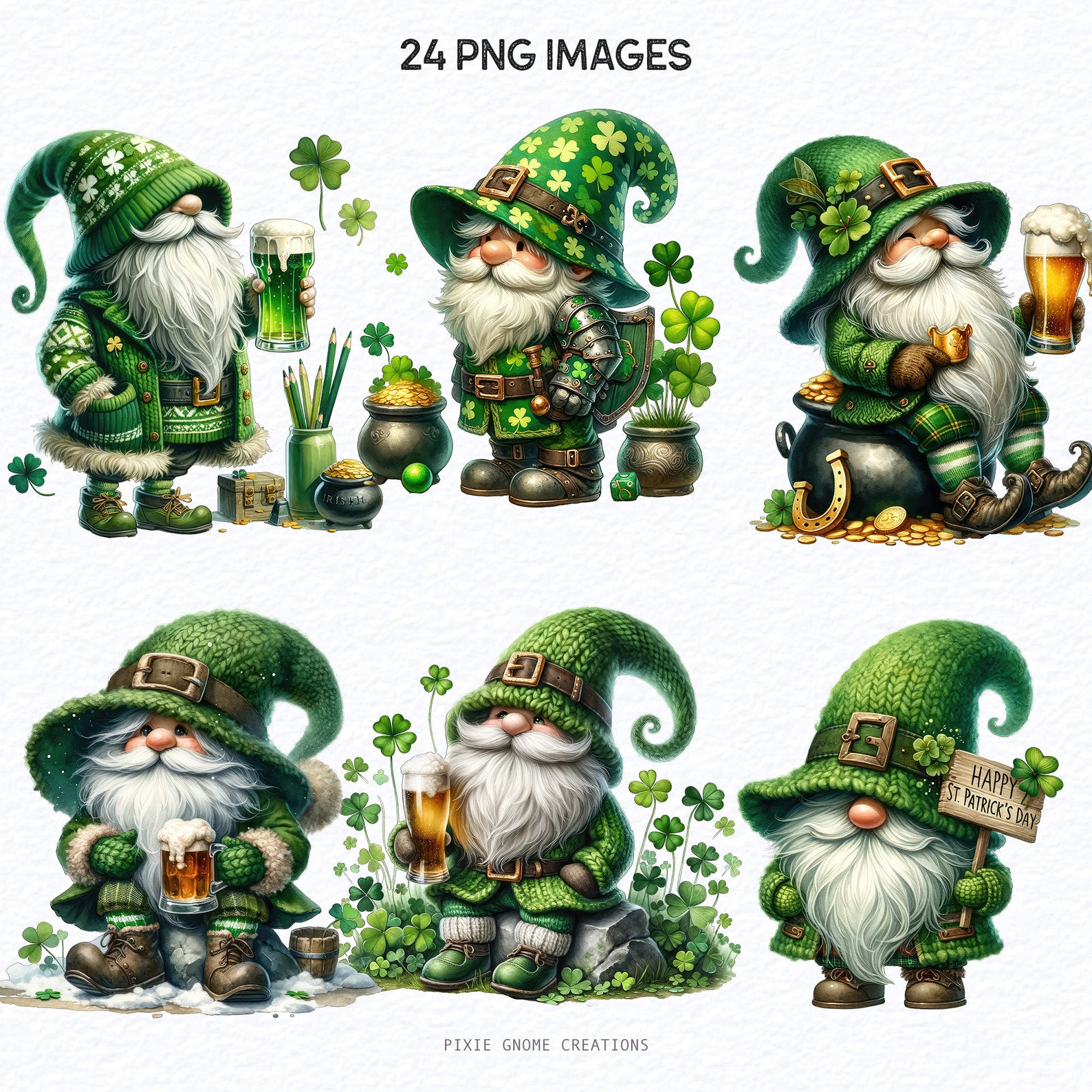 Watercolor St Patricks Day Gnomes Png, Cute Gnomes Clipart, Patrick Day ...