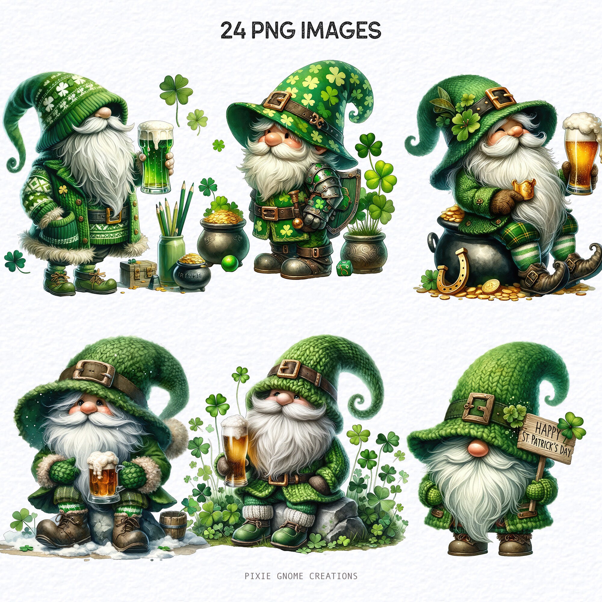 Watercolor St Patricks Day Gnomes Png, Cute Gnomes Clipart, Patrick Day ...