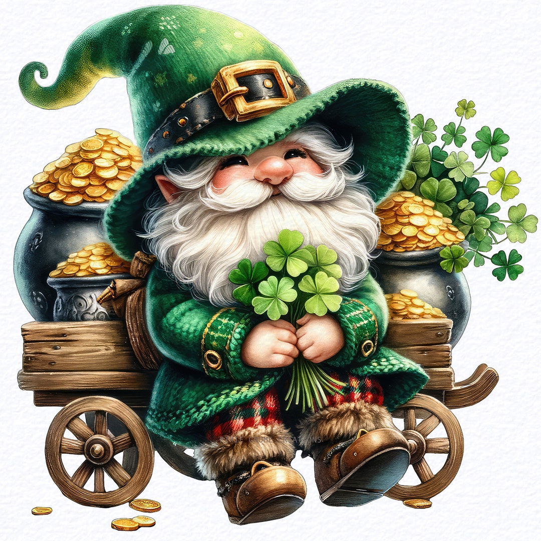 Watercolor St Patricks Day Gnomes Png, Cute Gnomes Clipart, Patrick Day ...