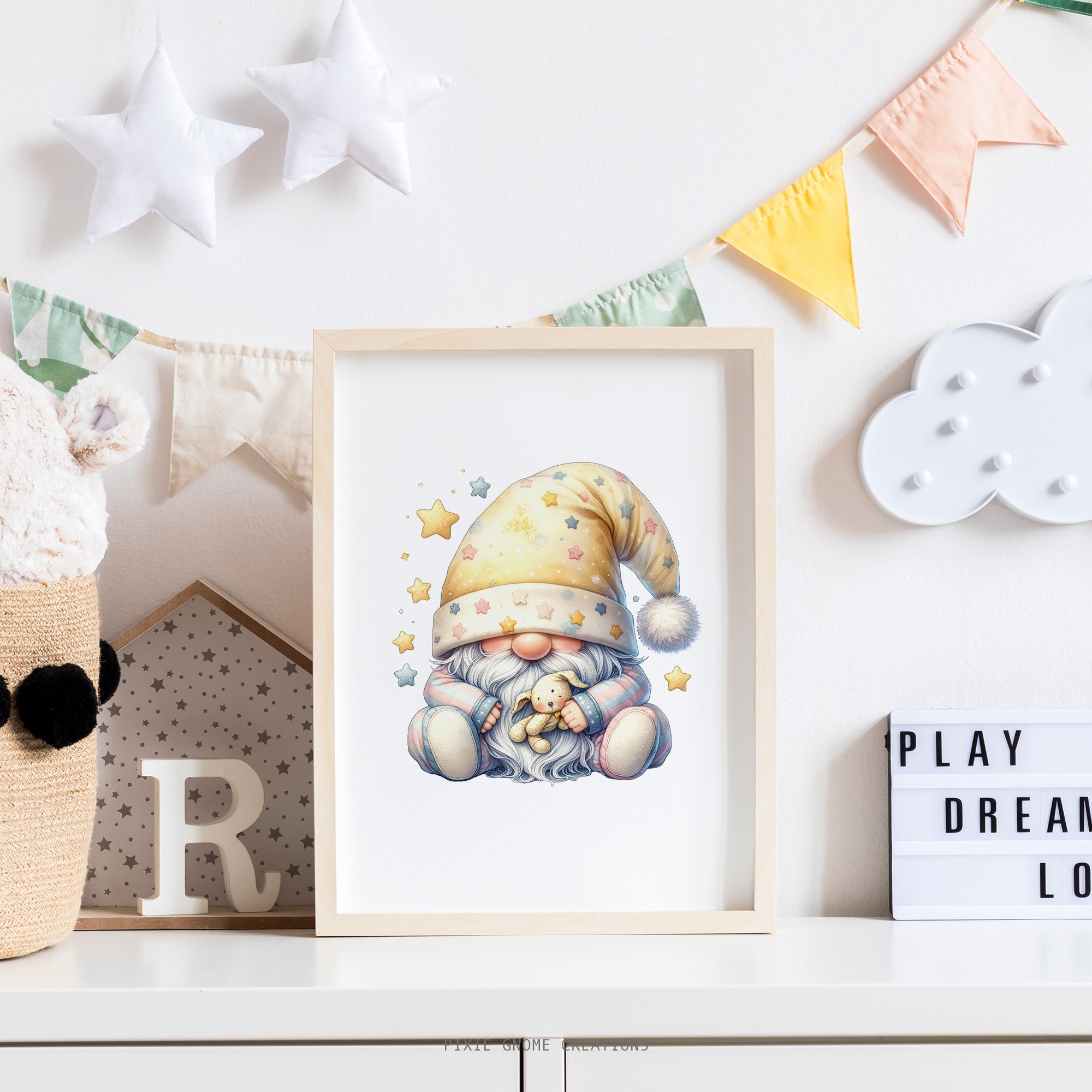 Watercolor Pastel Pijamas Gnome Clipart PNG Bundle, Cute Bed Time ...