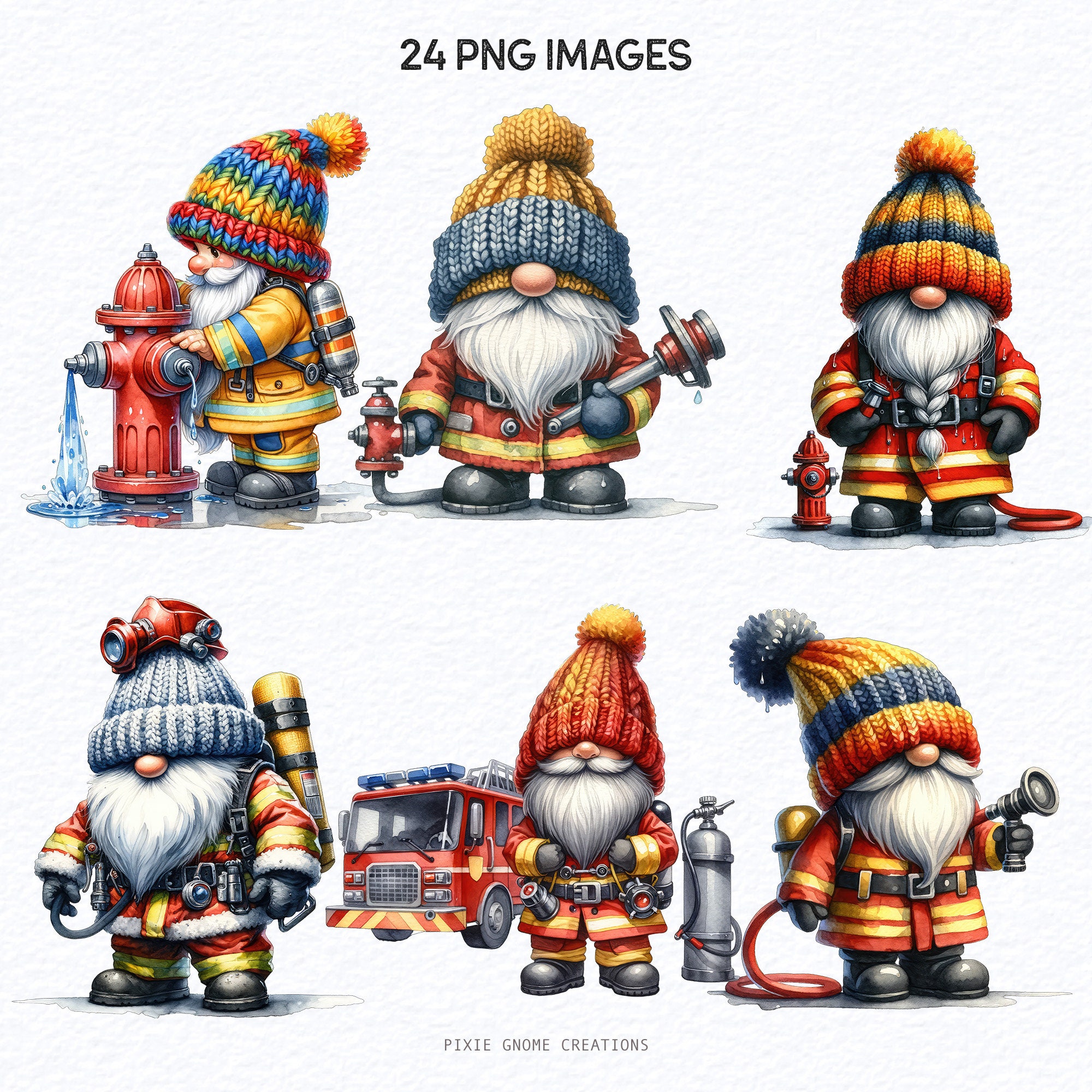 Watercolor Firefighter Gnomes Png, Fireman Gnomes, Army Firefighter Png ...